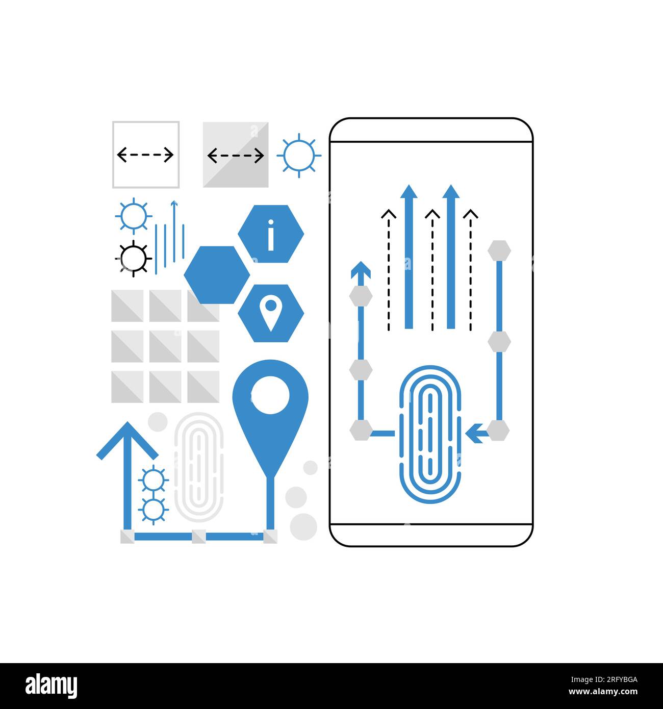 Fingerprint padlock technology. Lock access, fingerprint access vector ...