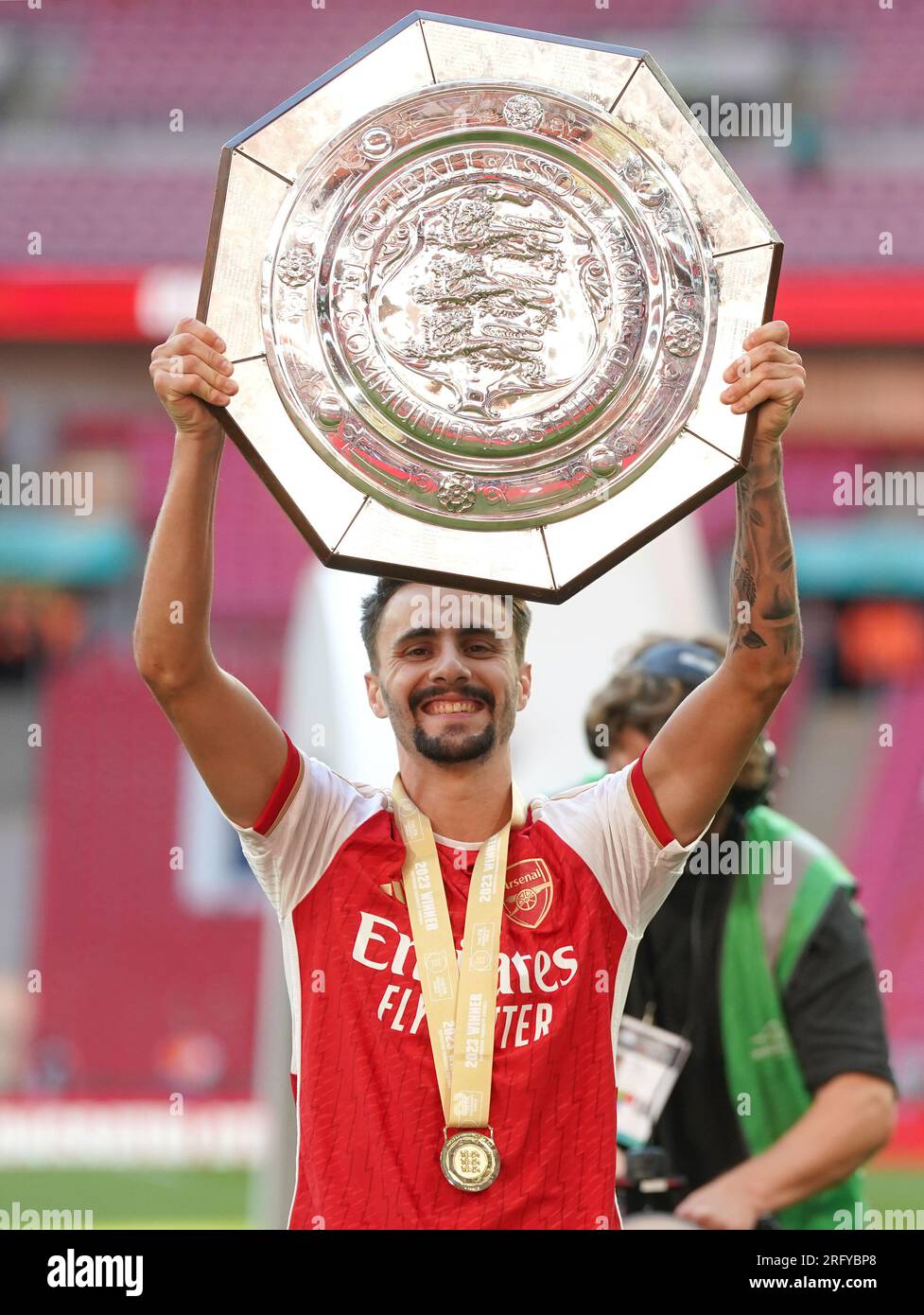 Arsenal's Fabio Vieira celebrates with the trophy after the FA ...
