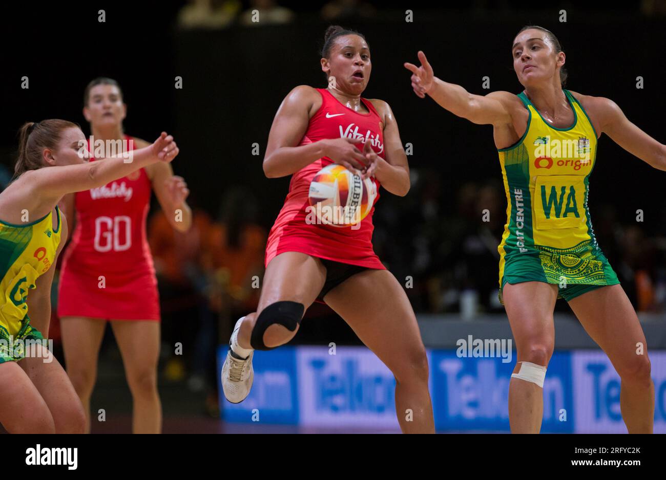 Laura Malcolm of England during win the ball against Liz Watson of ...
