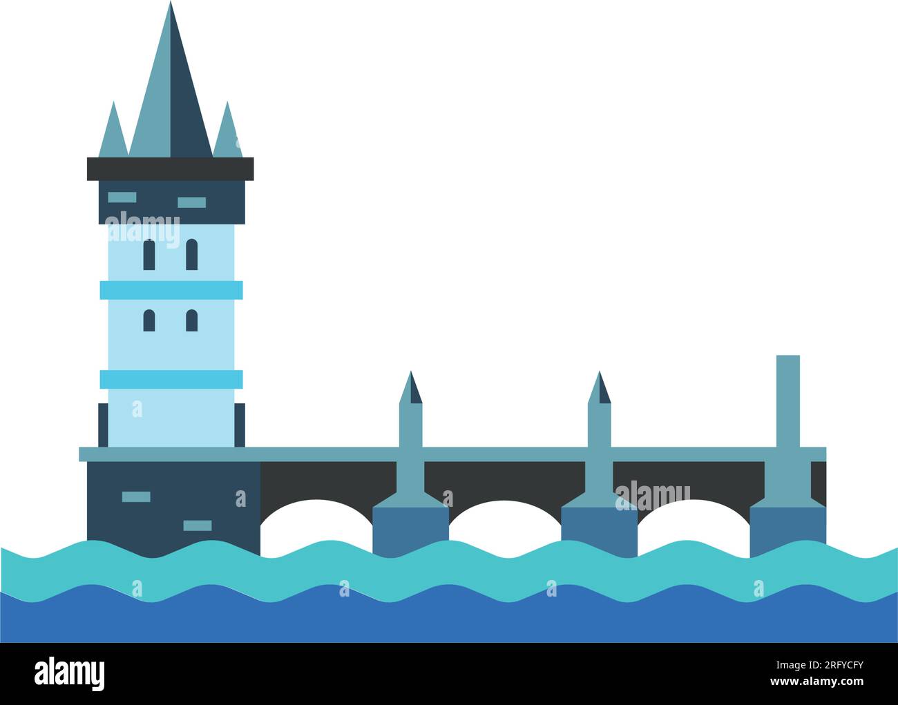 Isolated medieval bridge building Cut Out Stock Images & Pictures - Alamy