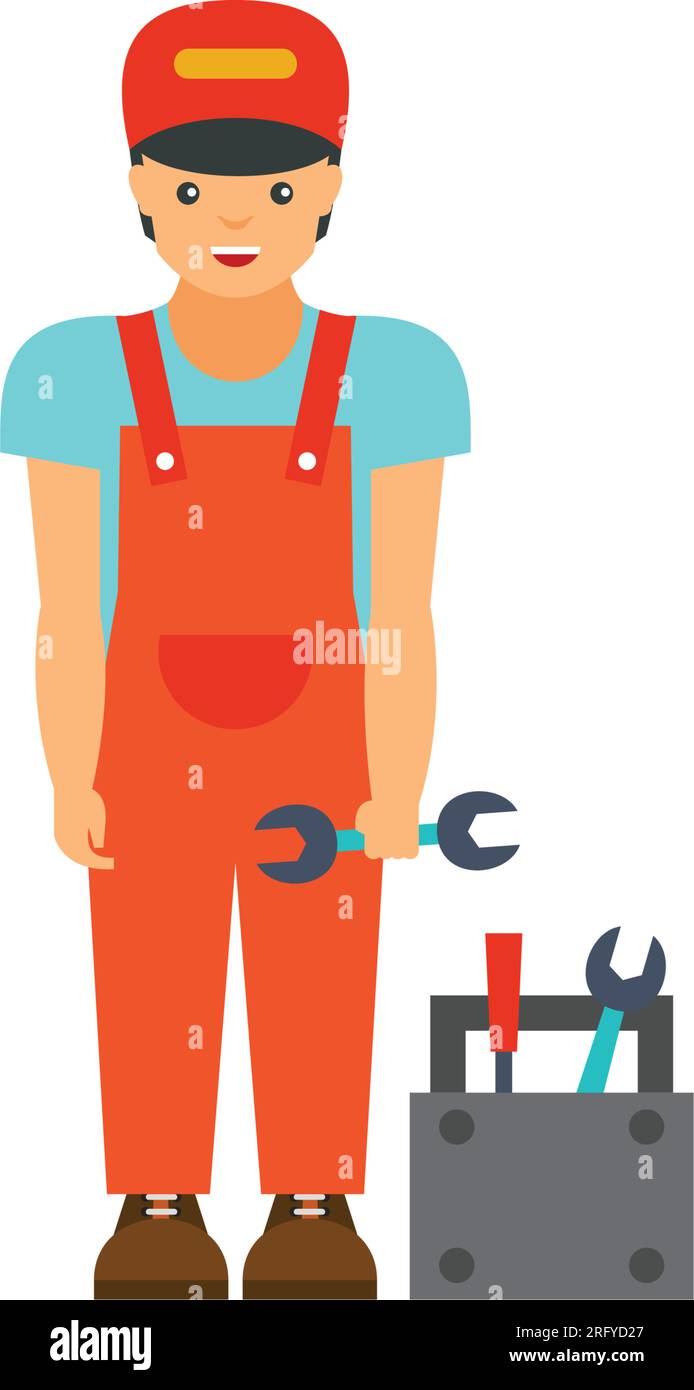 Smiling mechanic icon Cut Out Stock Images & Pictures - Alamy