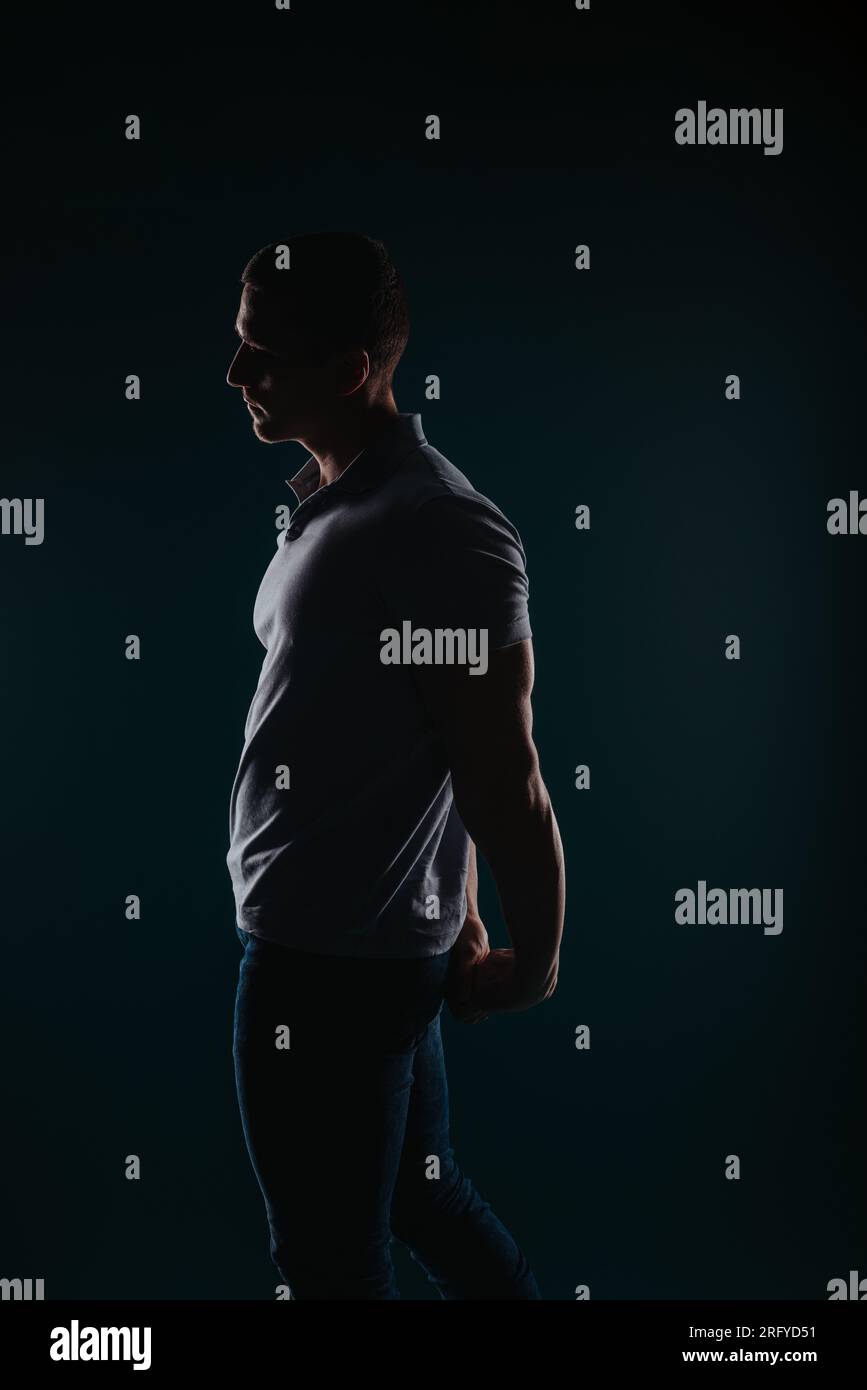Silhouette strong well built man hi-res stock photography and images ...
