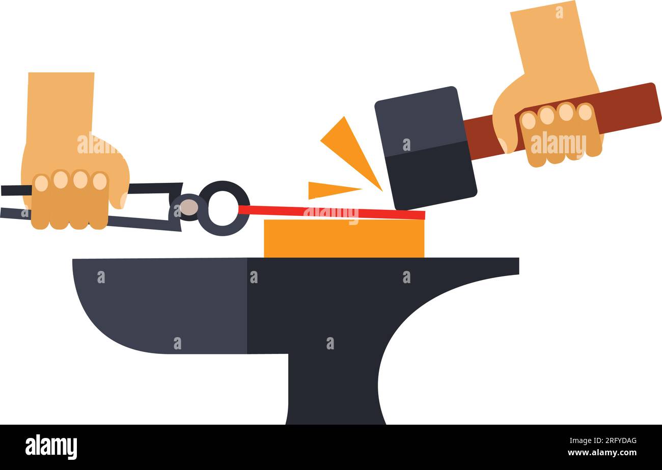 Iron forging on anvil Stock Vector Images - Alamy