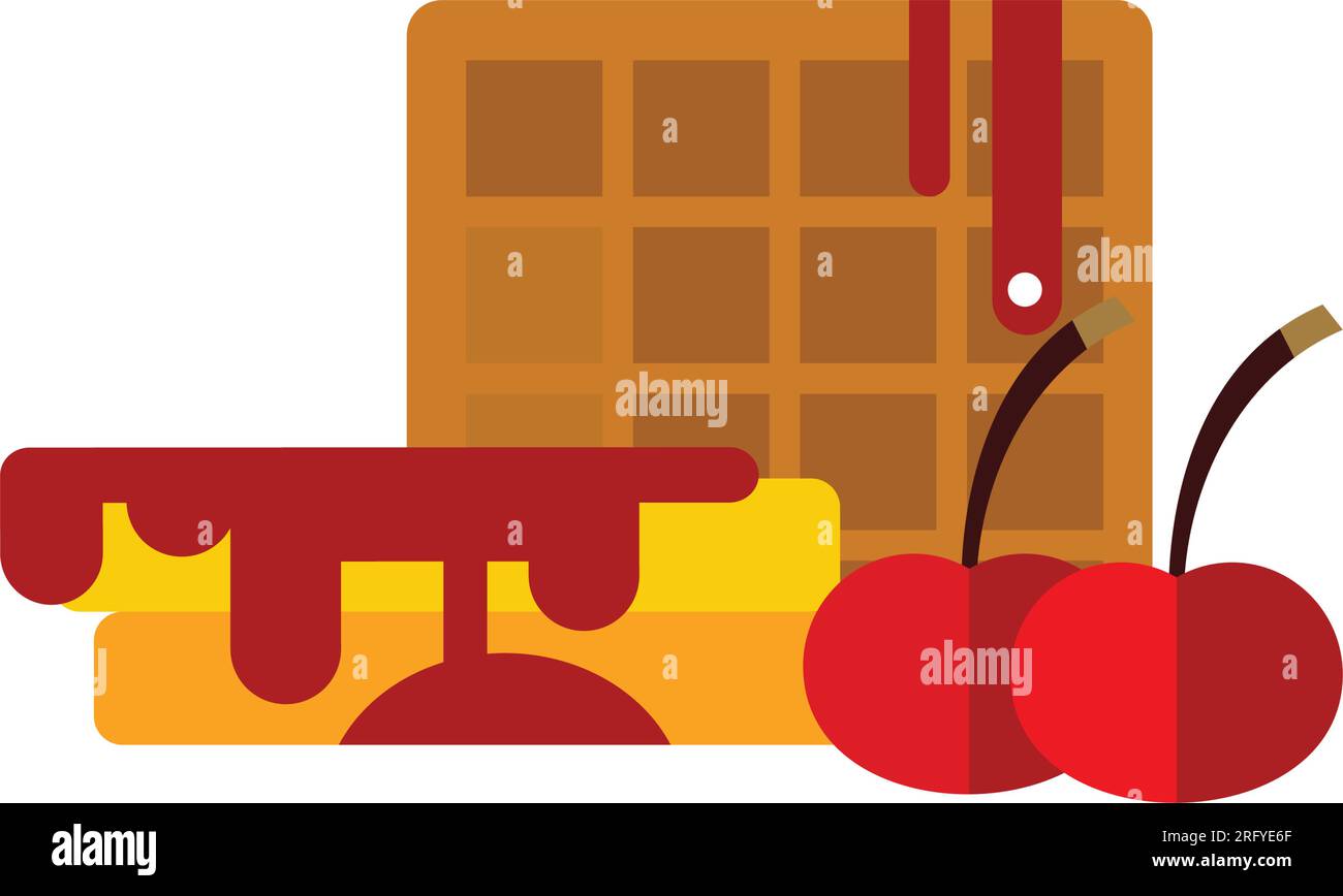 Belgian waffle with cherry syrup icon Stock Vector Image & Art - Alamy