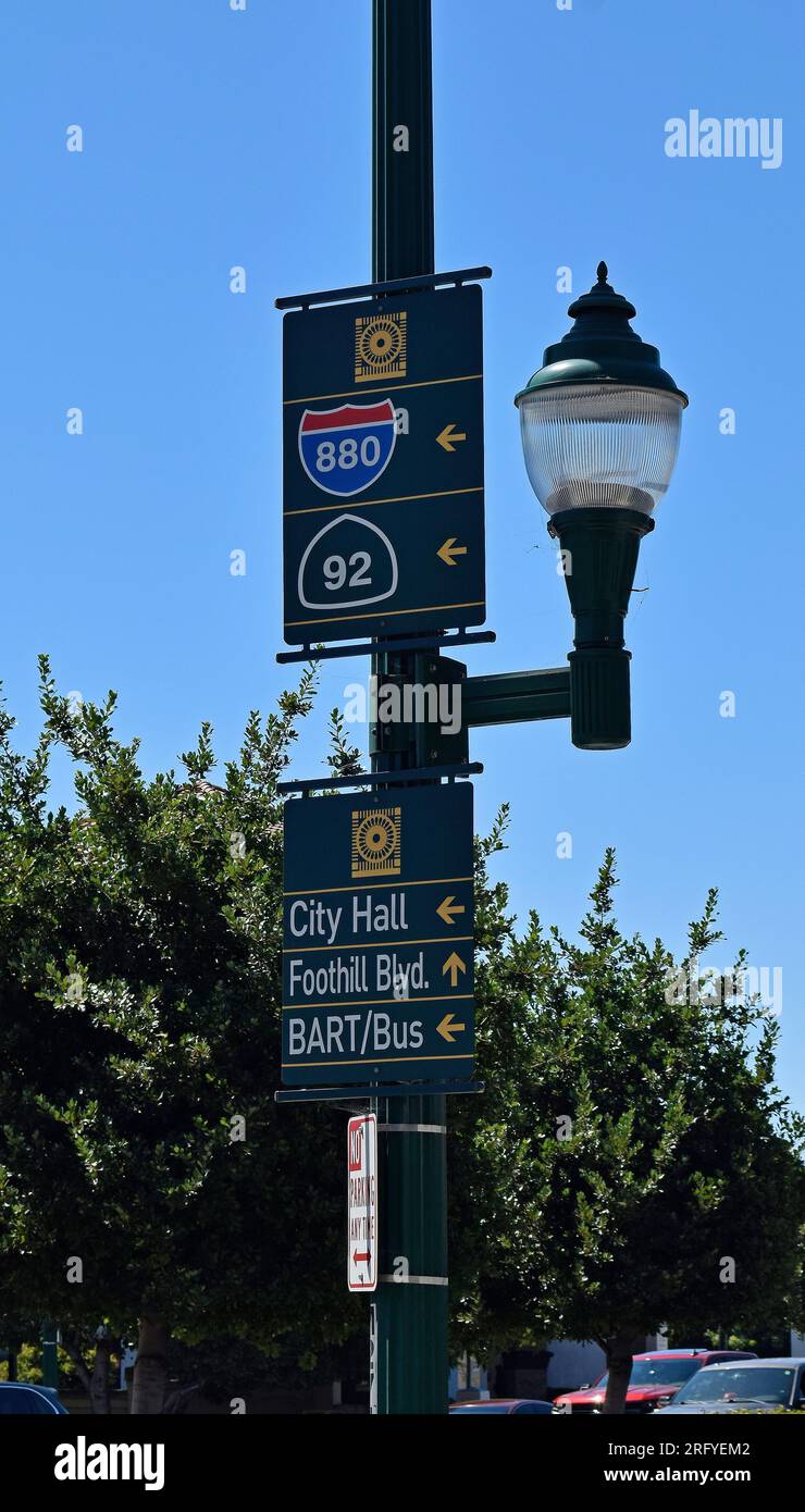 directions sign on Mission Boulevard in Hayward, California Stock Photo ...