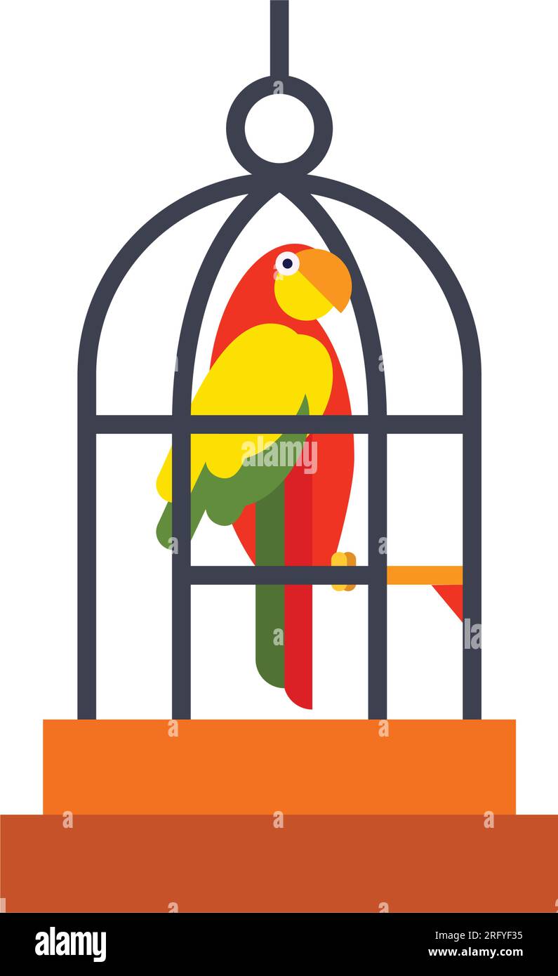 Parrot pet in bird cage Cut Out Stock Images & Pictures - Alamy