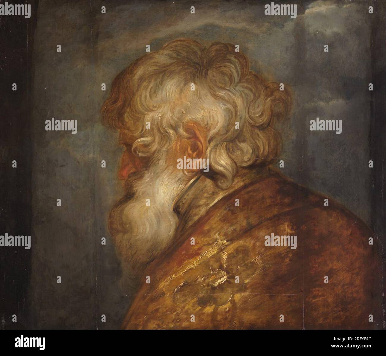 Study head of an old man, hunched over to the left circa 1618 by ...