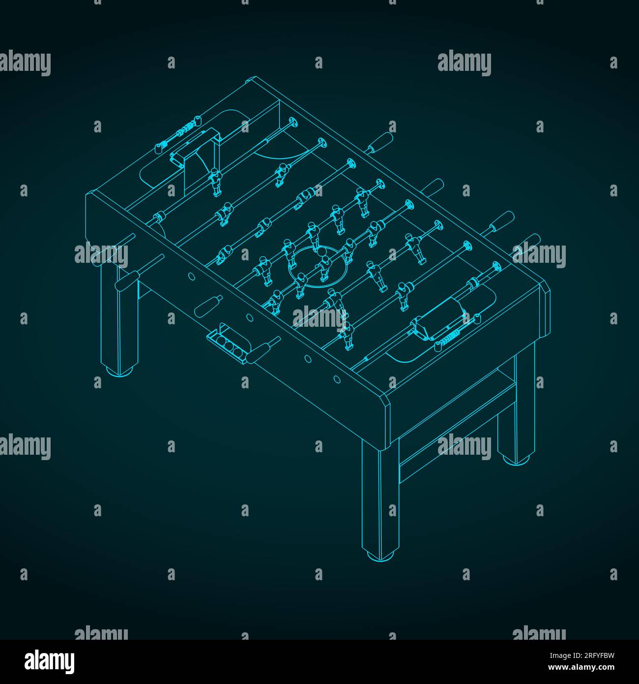 Stylized vector illustration of isometric blueprint of a classic ...