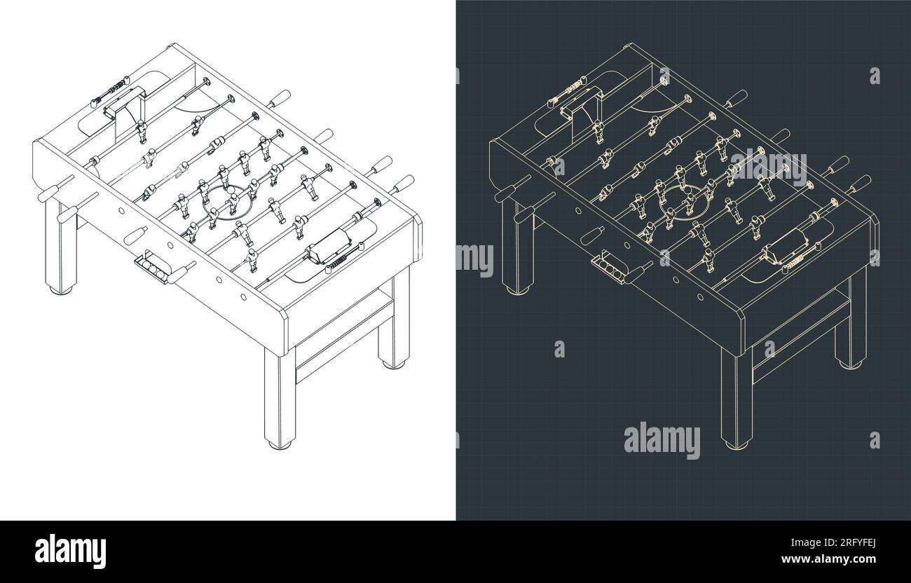 Stylized vector illustration of isometric blueprint of a classic ...