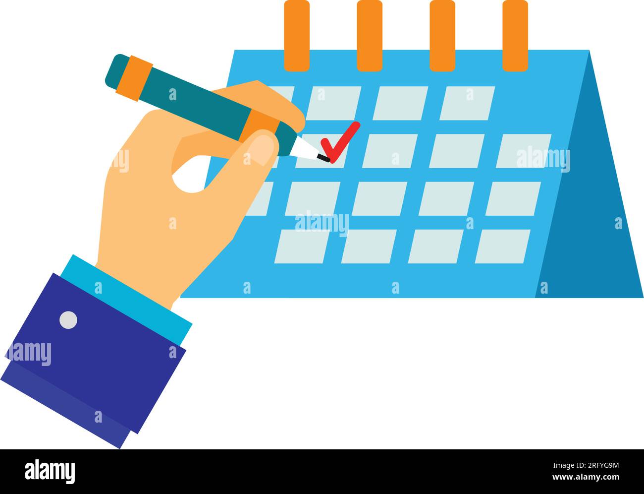 Hand ticking off schedule vector icon Stock Vector Image & Art - Alamy