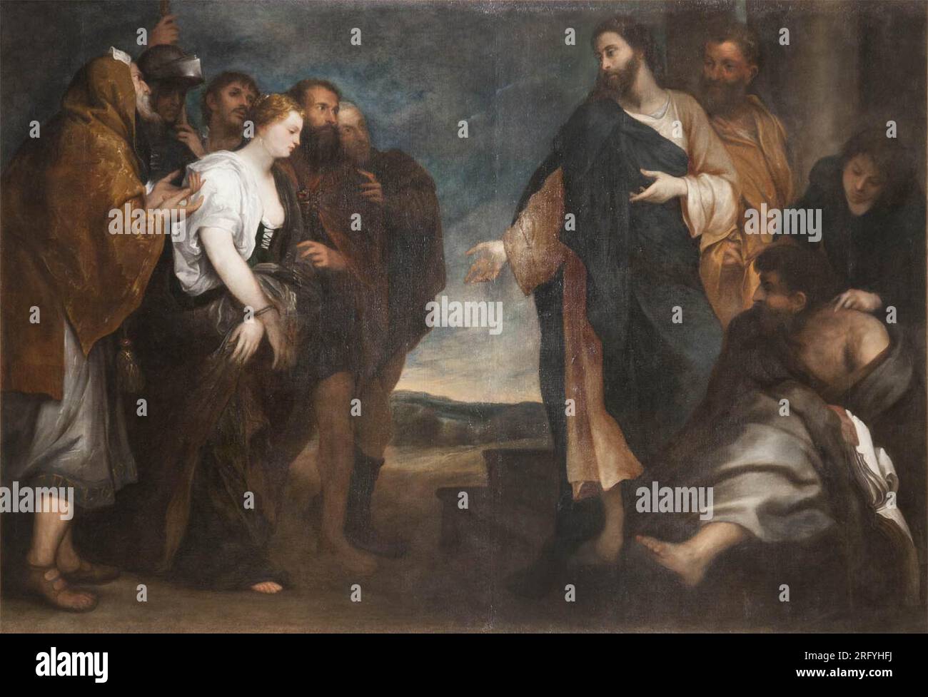 Pharisees bring a woman accused of adultery before Christ (John 8:2-11 ...