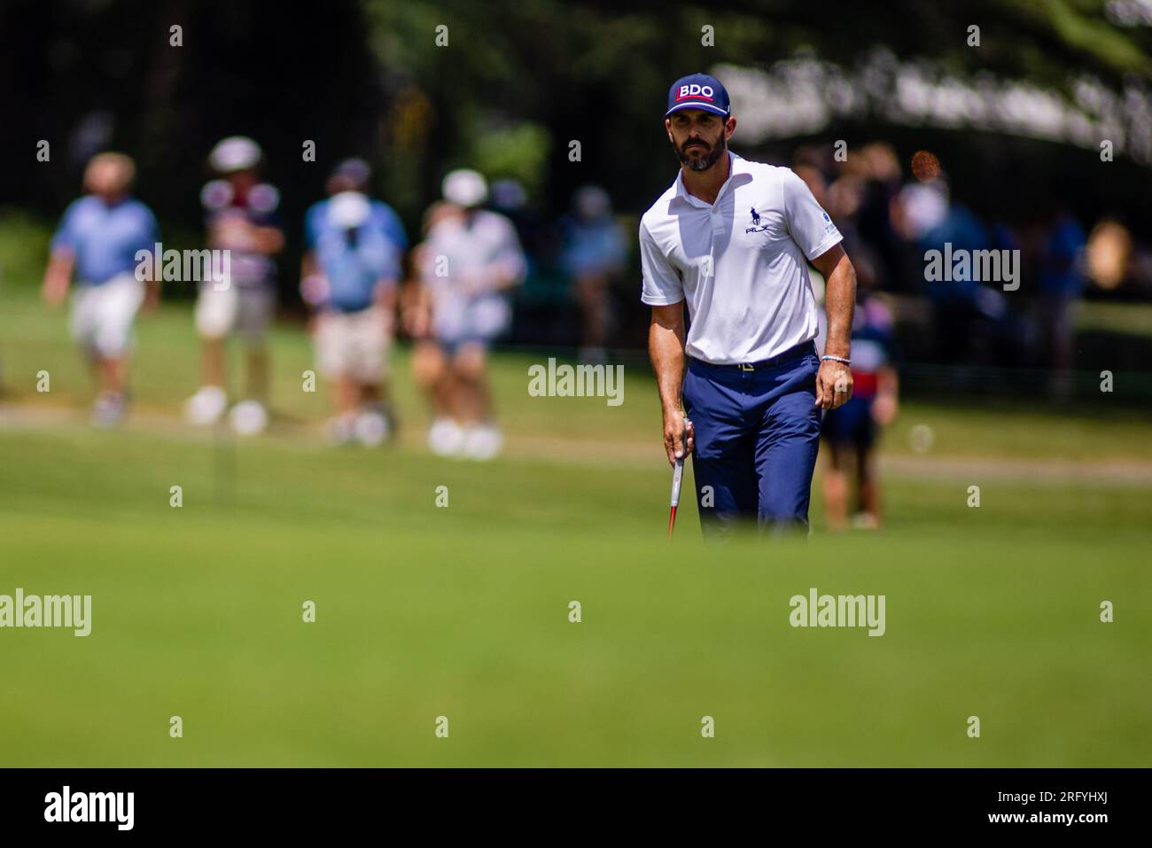 August 6, 2023: Billy Horschel lines up a birdie putt on the first ...