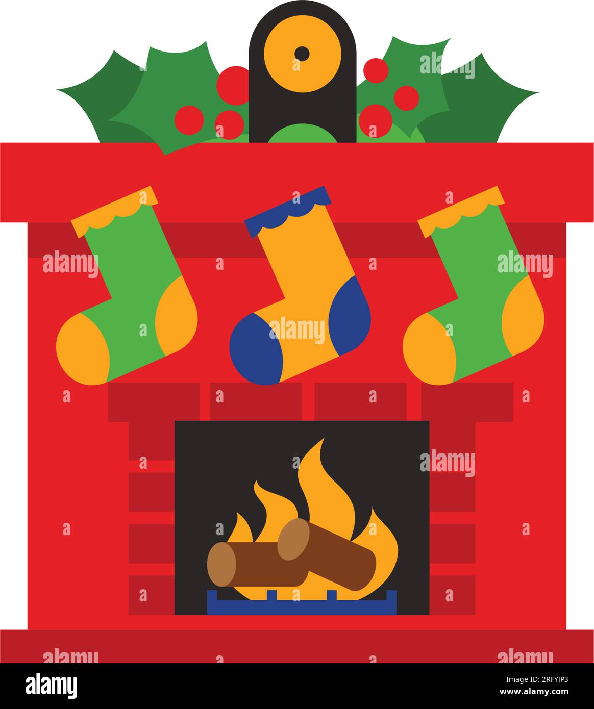 Christmas fireplace icon Stock Vector Image & Art - Alamy