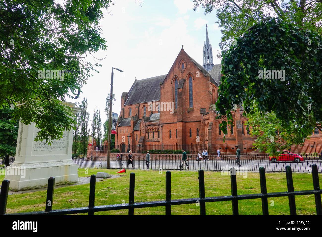 People passing New Barony Church, now Barony Hall, currently a ...