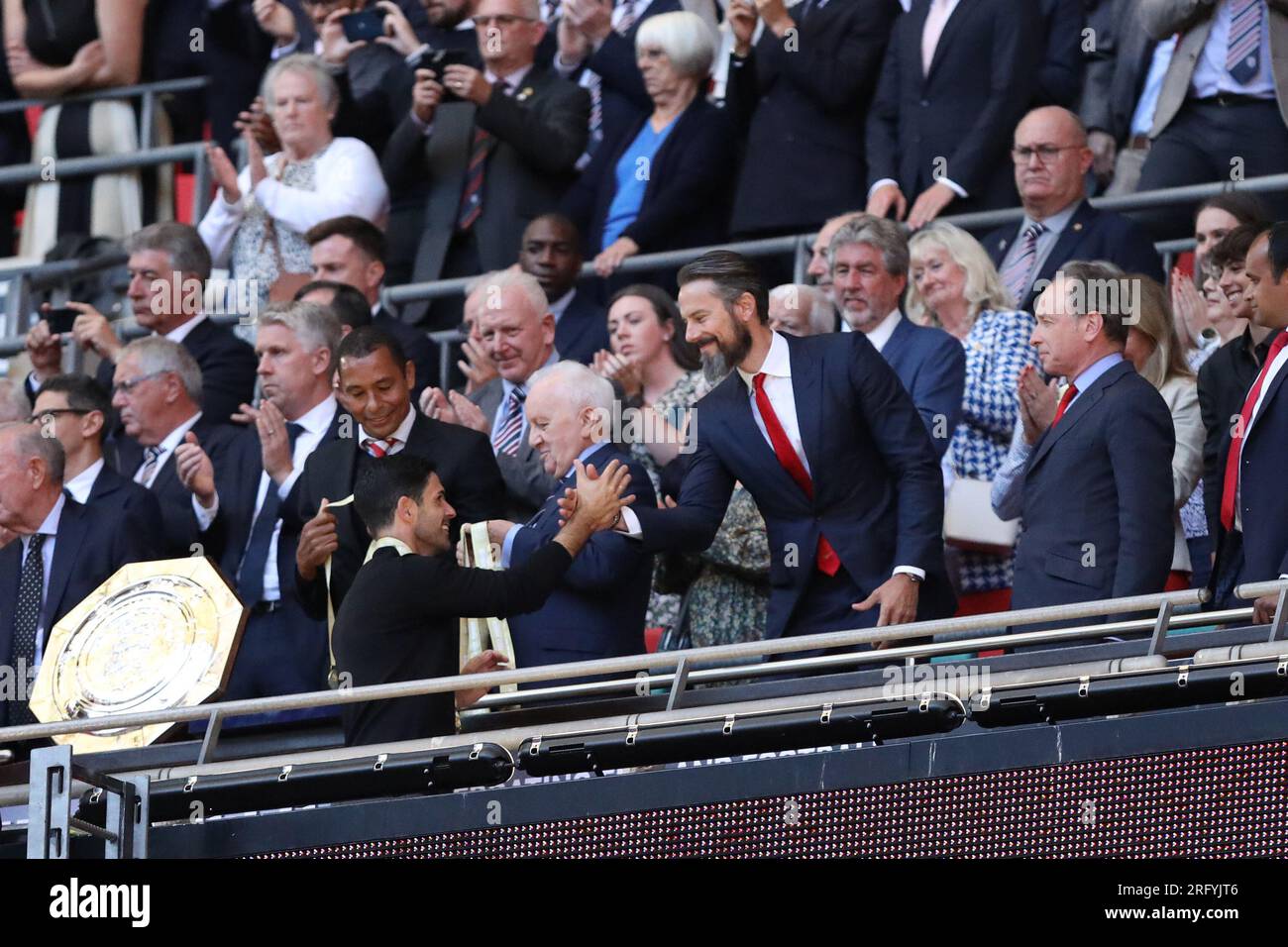 London, UK. 06th Aug, 2023. Arsenal manager Mikel Arteta with owner ...