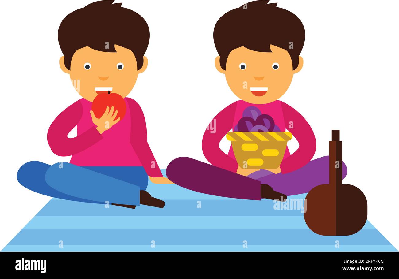 Couple sitting and eating isolated Stock Vector Images - Alamy