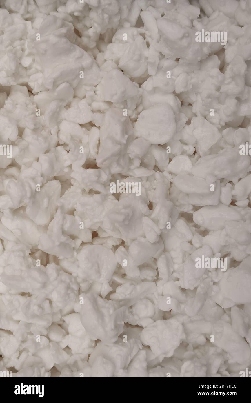 Mildly acidic dairy curds close-up. Cottage cheese texture background ...