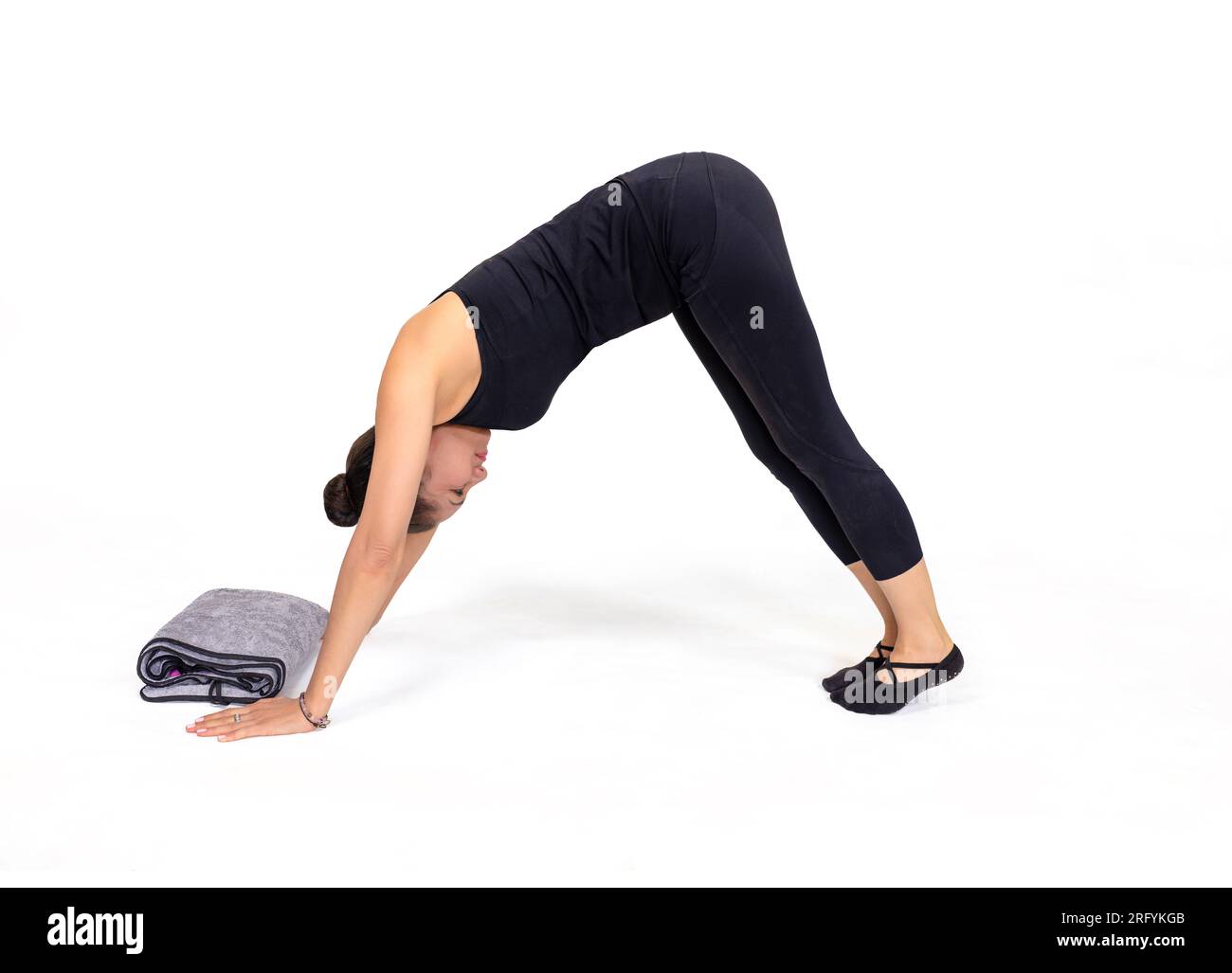 Trauma releasing exercises, senior citizen woman in her sixties ...