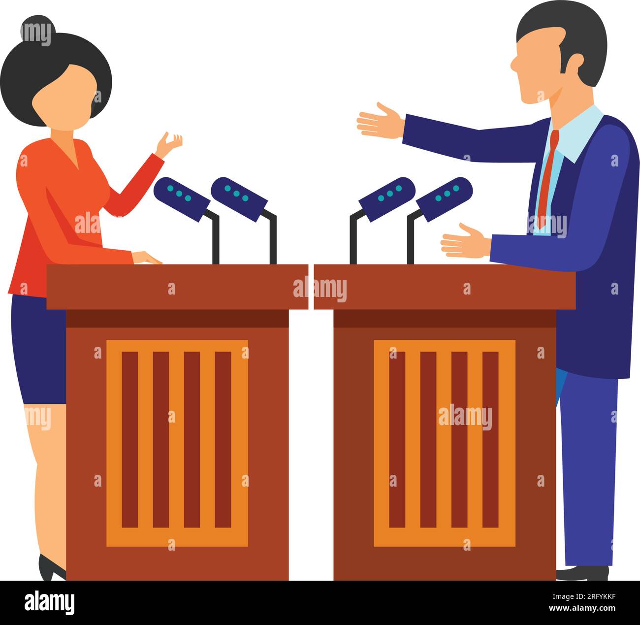 Standing gesturing microphone communication holding hi-res stock ...