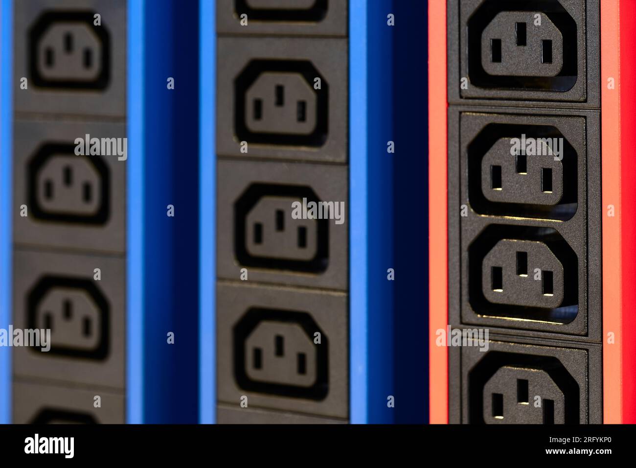 Electricity sockets IEC 60320 C13 in the server rack. Electicity sockets (Iin the server rack as ...