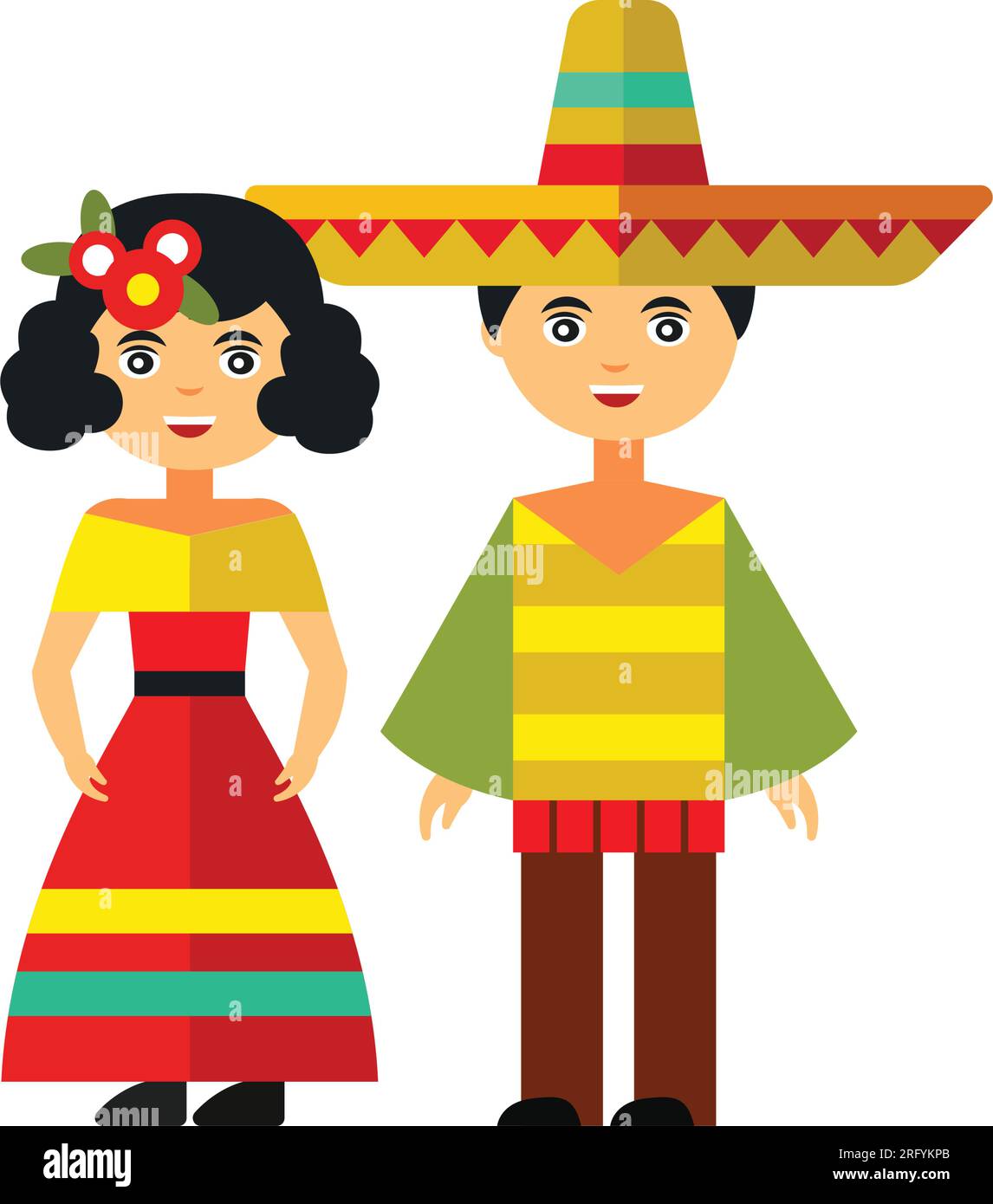 Mexican woman and man in national costumes Stock Vector Image & Art - Alamy