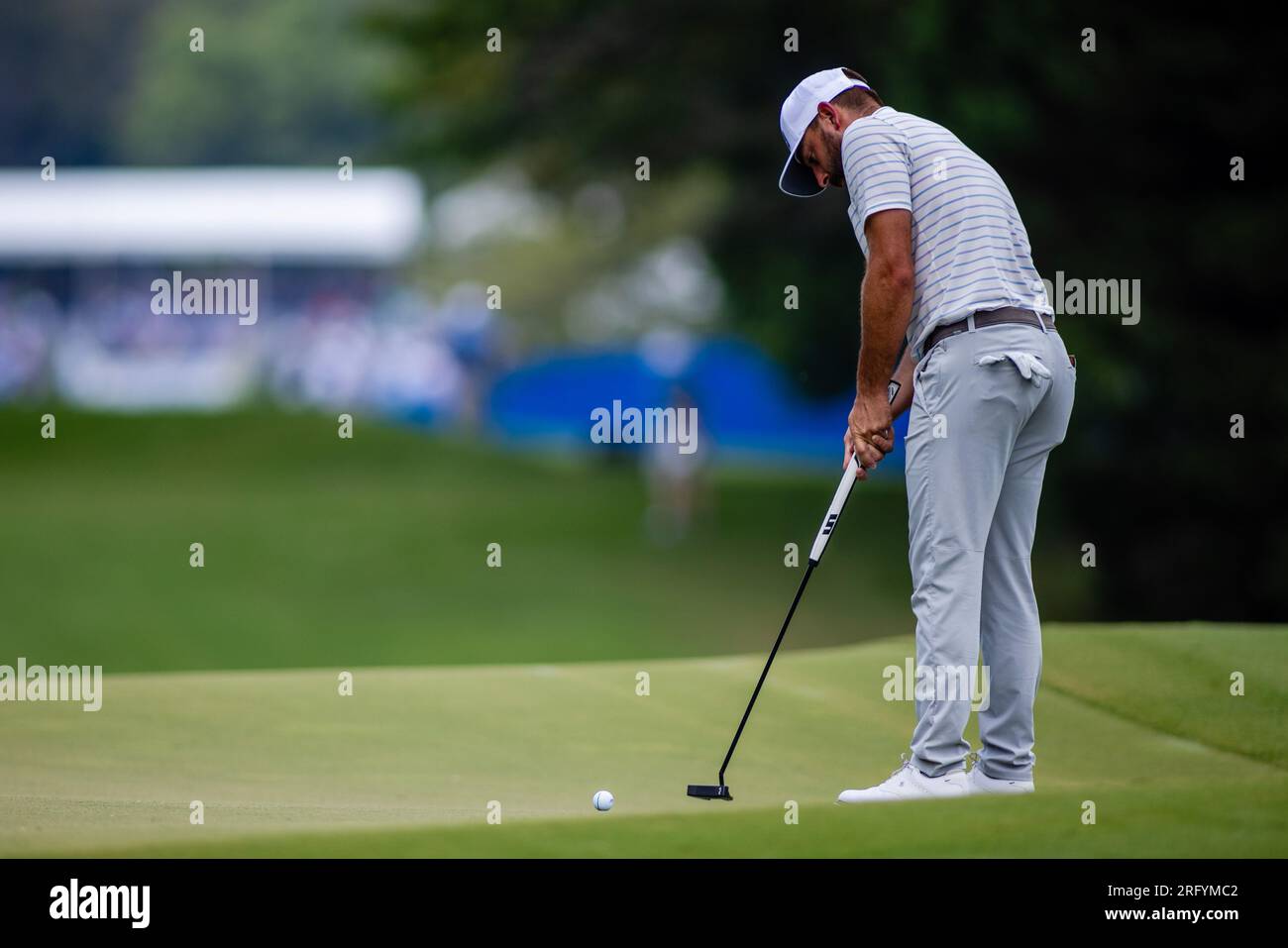 August 6, 2023: Stephan Jaeger of Germany taps in for birdie on one ...