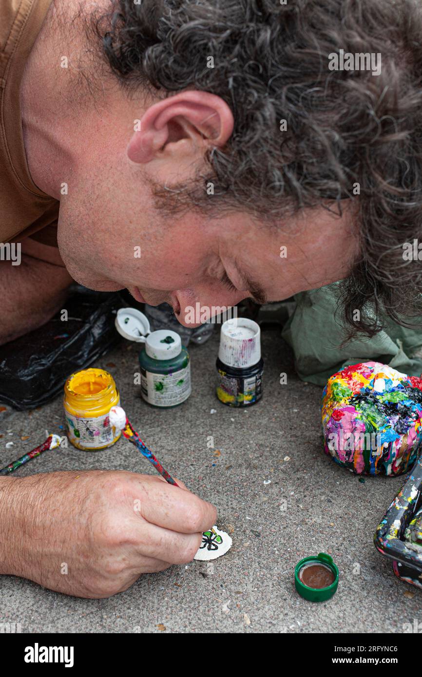 Artist Ben Wilson, who creates tiny paintings on chewing gum on the ...