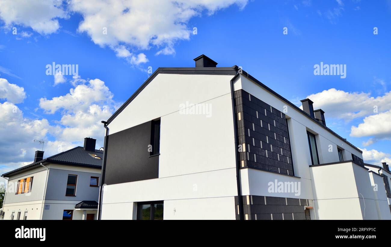 New single family houses in a new development area. Residential homes ...