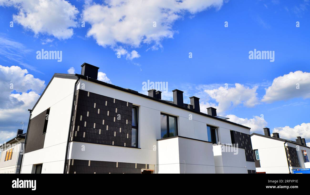 New single family houses in a new development area. Residential homes ...