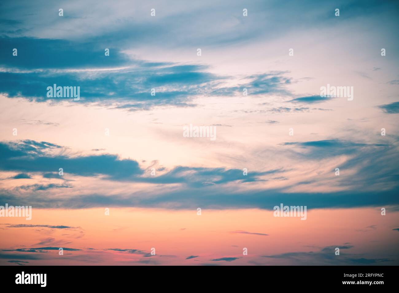Beautiful blue pink sky at sunset. Natural background Stock Photo - Alamy