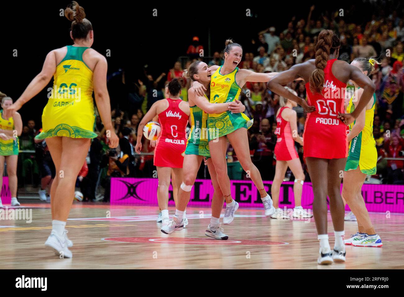 Australian players react after winning after the 2023 Netball World Cup ...