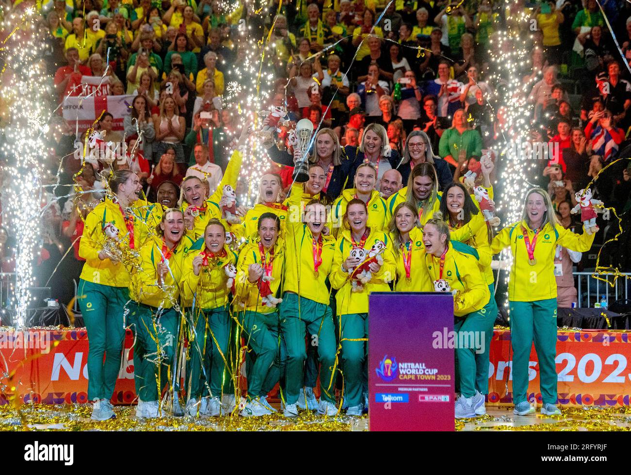 Australia celebrate with the trophy after the 2023 Netball World Cup ...