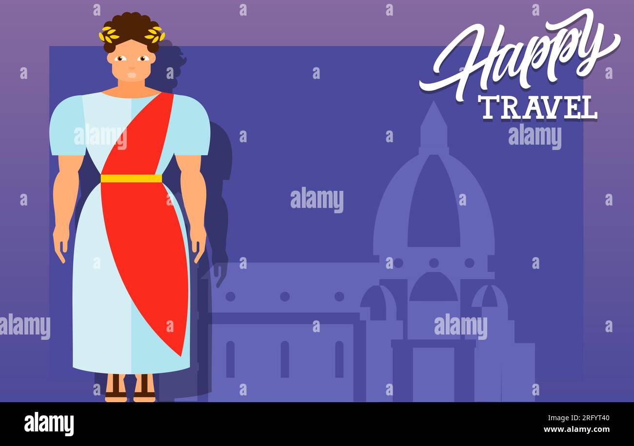 Happy Travel Lettering with Ancient Roman Stock Vector Image & Art - Alamy