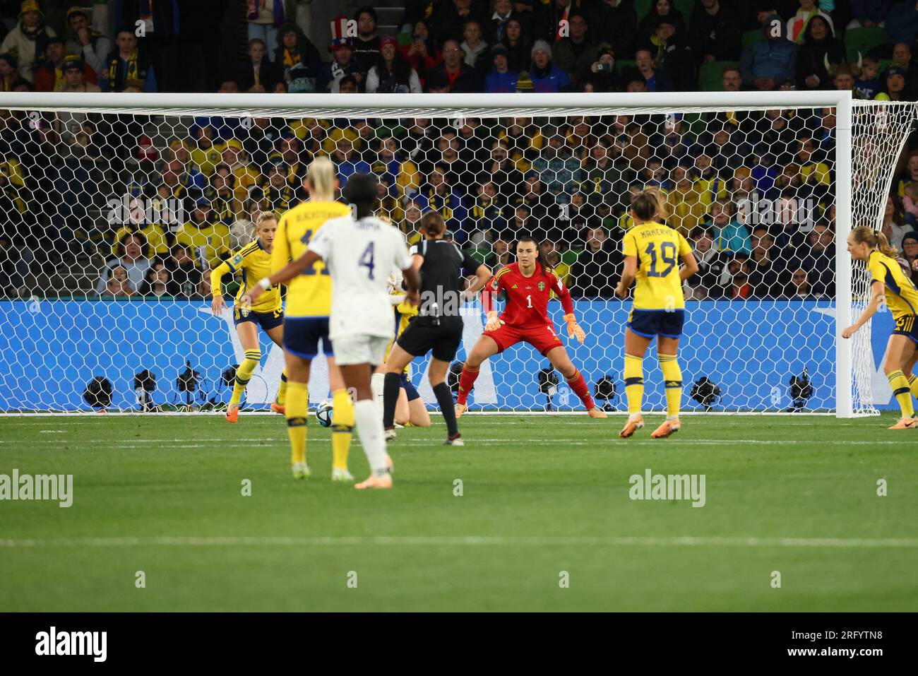 Melbourne, Australia. 06th Aug, 2023. Zecira Musovic of Sweden (C) in ...