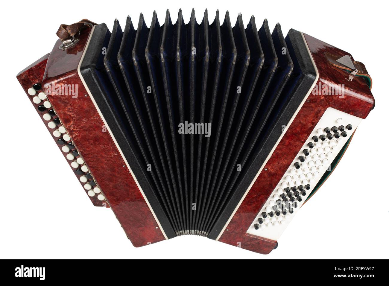 Small retro bayan (accordion). Folk musical instrument. Isolated on ...