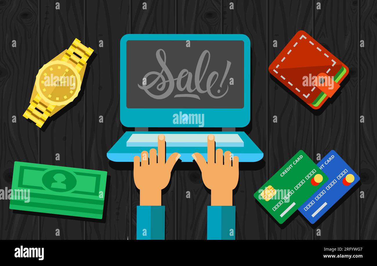 Sale Lettering on Laptop Screen Stock Vector Image & Art - Alamy