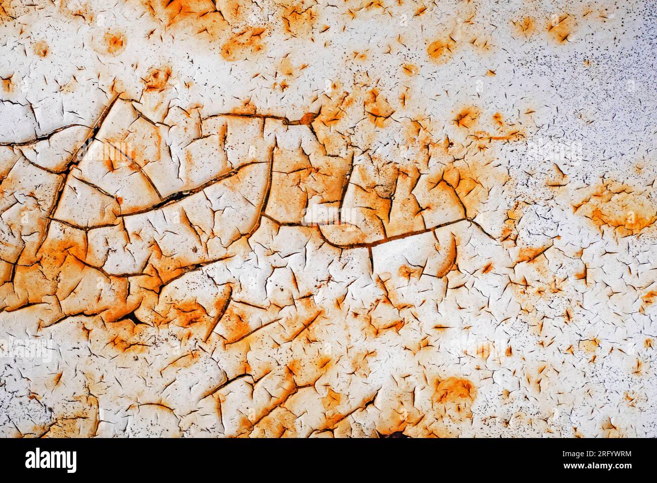 abstract red background of cracked white paint with rust Stock Photo ...