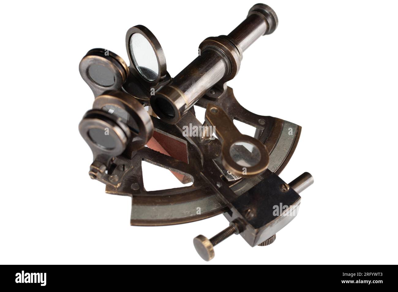 Antique bronze sextant isolated on white background Stock Photo - Alamy
