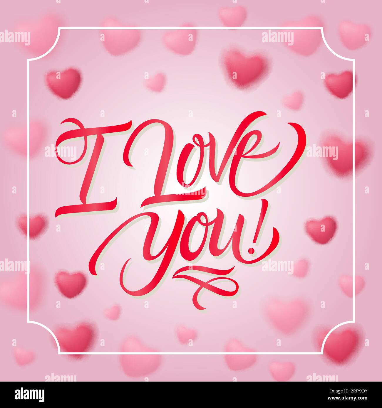 Pink I Love You lettering with frame Stock Vector Image & Art - Alamy