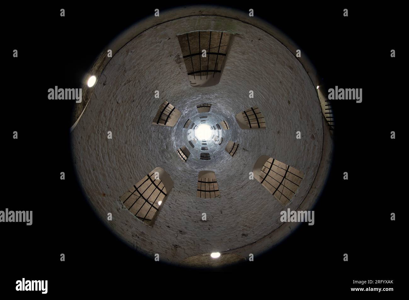 Looking up inside the Grand Shaft at Dover Western Heights, England ...