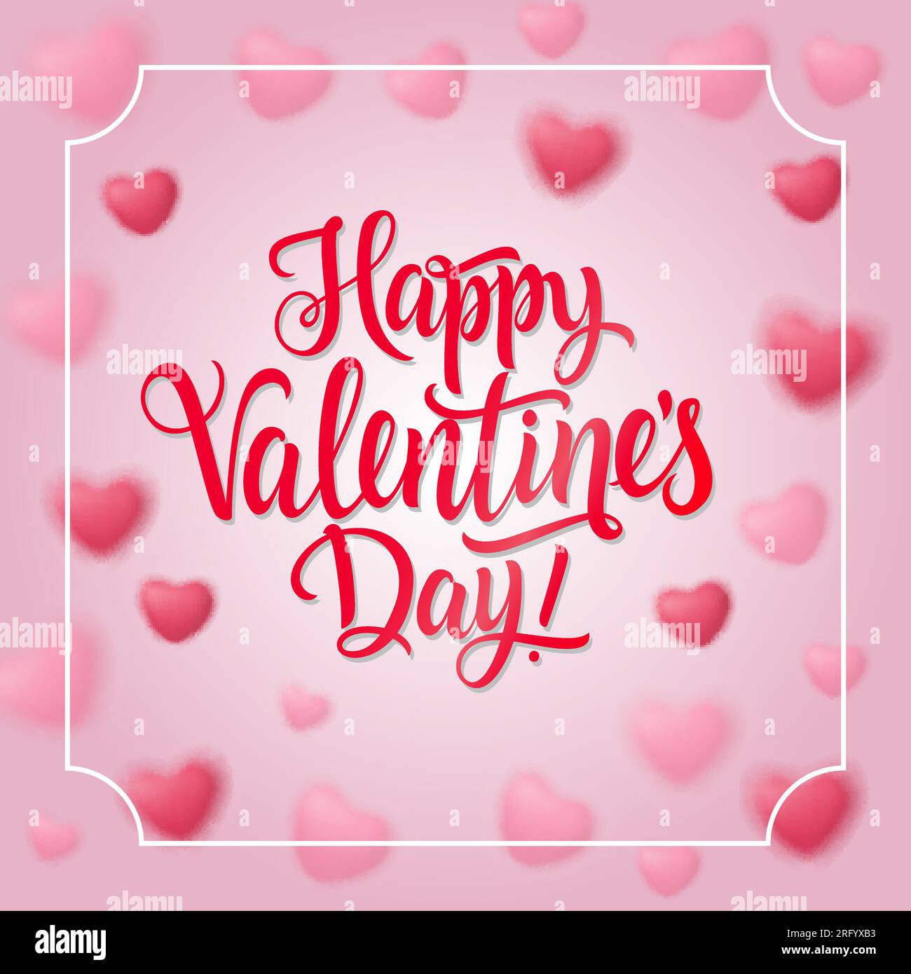Happy Valentines Day calligraphy in frame Stock Vector Image & Art - Alamy