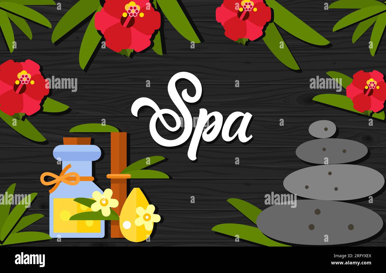 Spa Lettering with Hibiscus Flowers Stock Vector Image & Art - Alamy