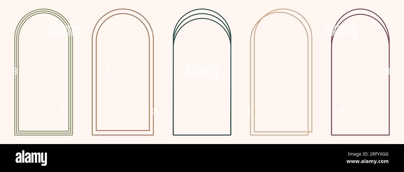 Modern minimalist aesthetic line arch frames in trendy boho style ...