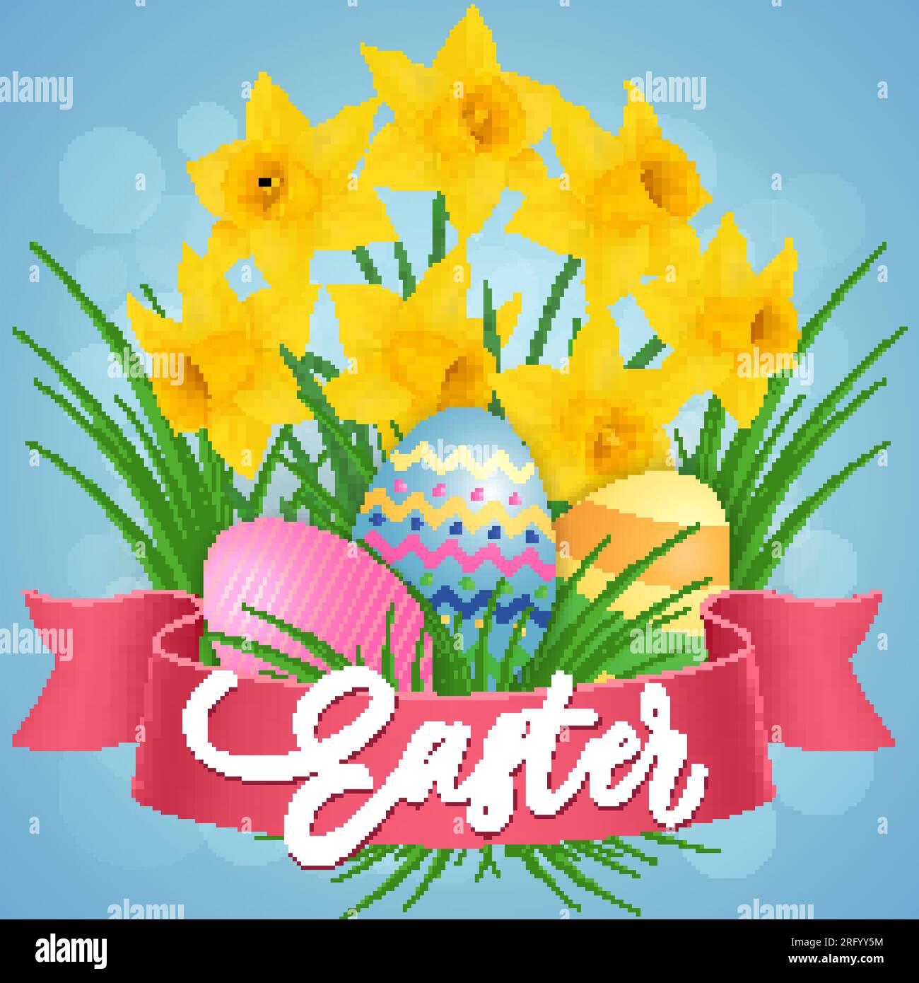 Easter with narcissus, eggs and band Stock Vector Image & Art - Alamy