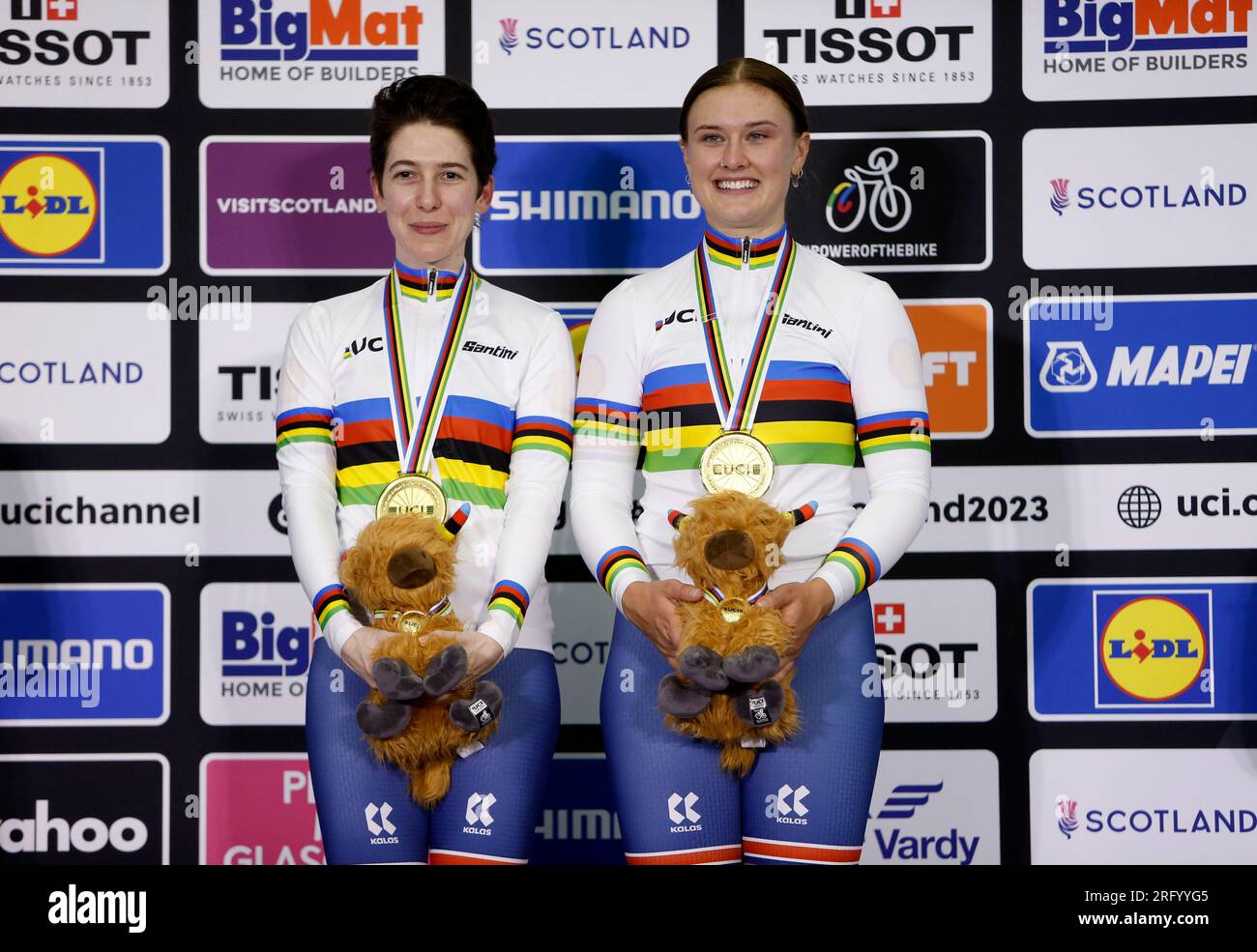 Great Britain's Sophie Unwin (left) and Jenny Holl after winning gold ...