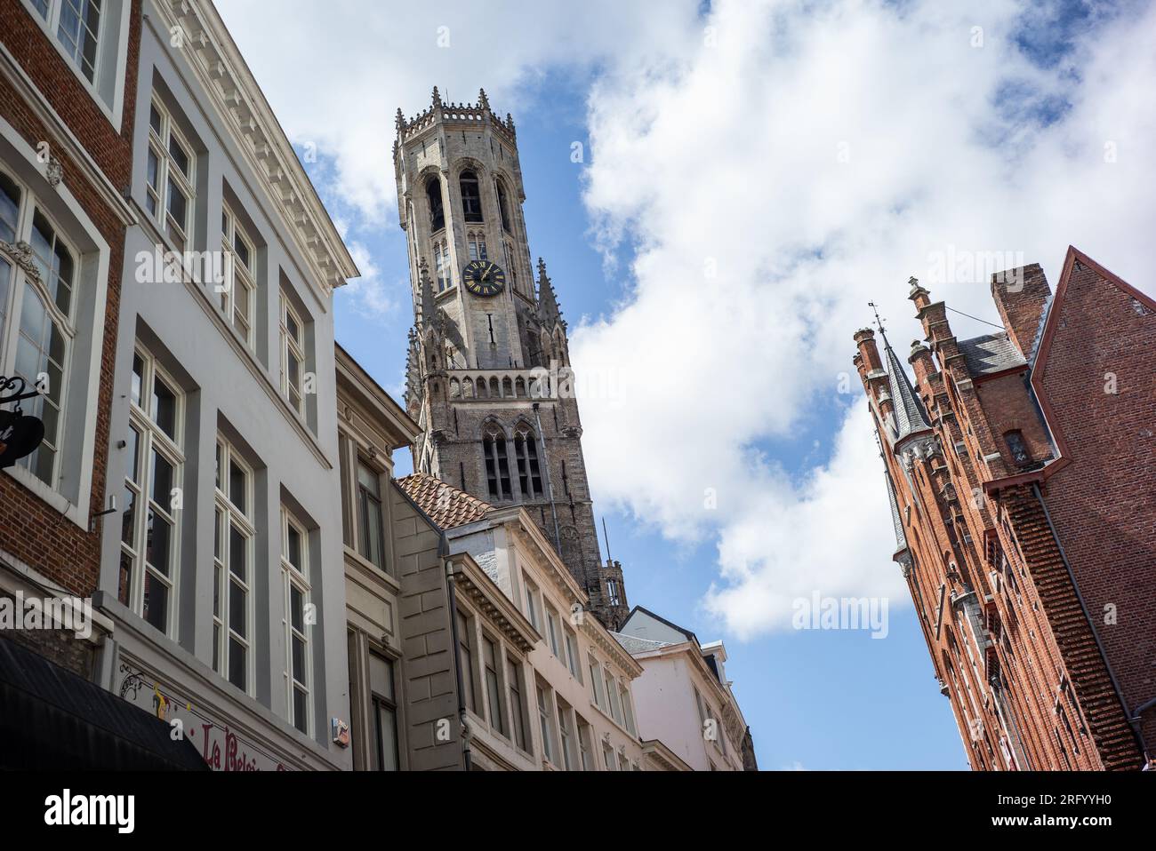 view of the The beffroi belfry of Bruges is a medieval building located ...