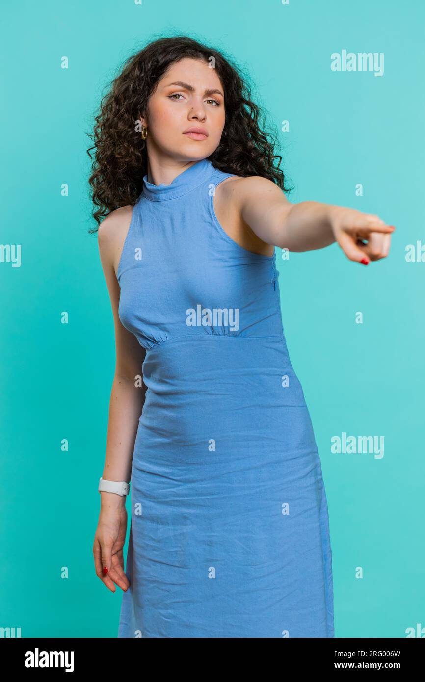 Get out of here. You are fired. Young Caucasian woman pointing finger ...