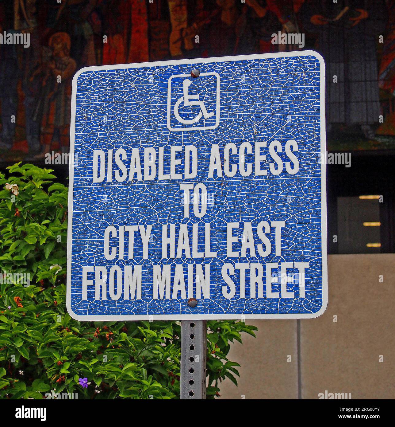 disabled access to City Hall East from Main street sign, Los Angeles ...