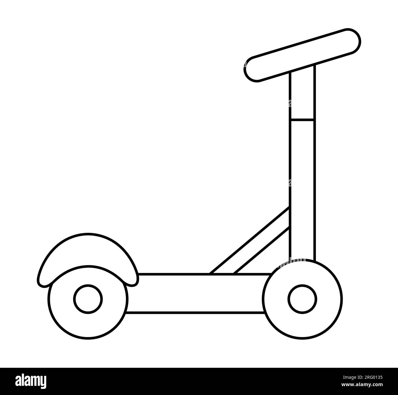 Vector black and white scooter icon. Line kid transport illustration ...