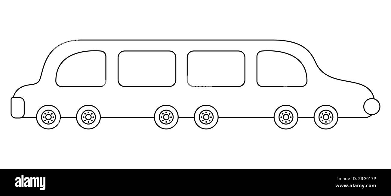 Vector black and white limousine car. Funny line automobile for kids ...
